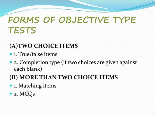 Objective Types of test... | PPTX