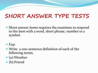 Objective Types of test... | PPTX