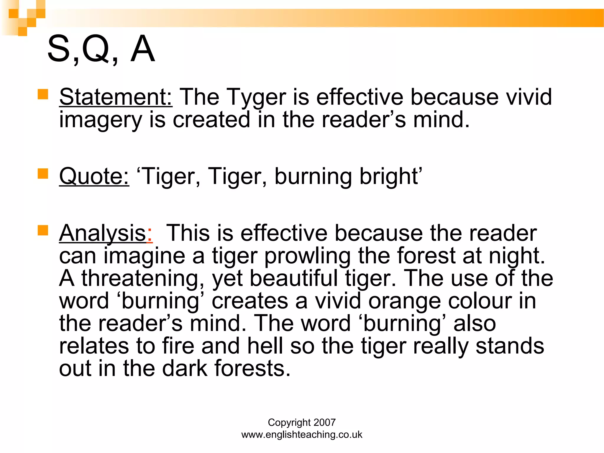 Tyger By William Blake | PPT