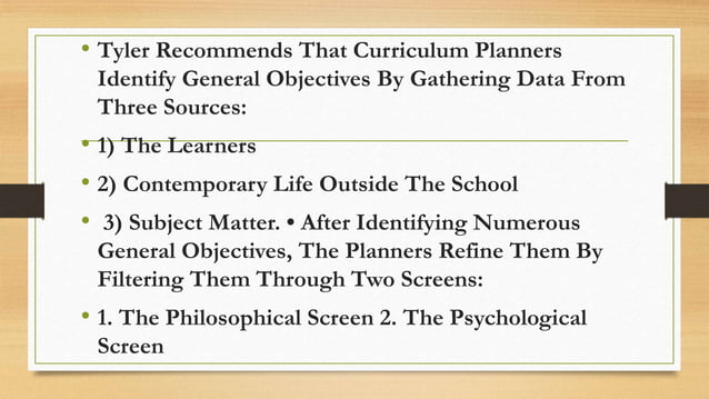 Tyler model of curriculum development | PPTX