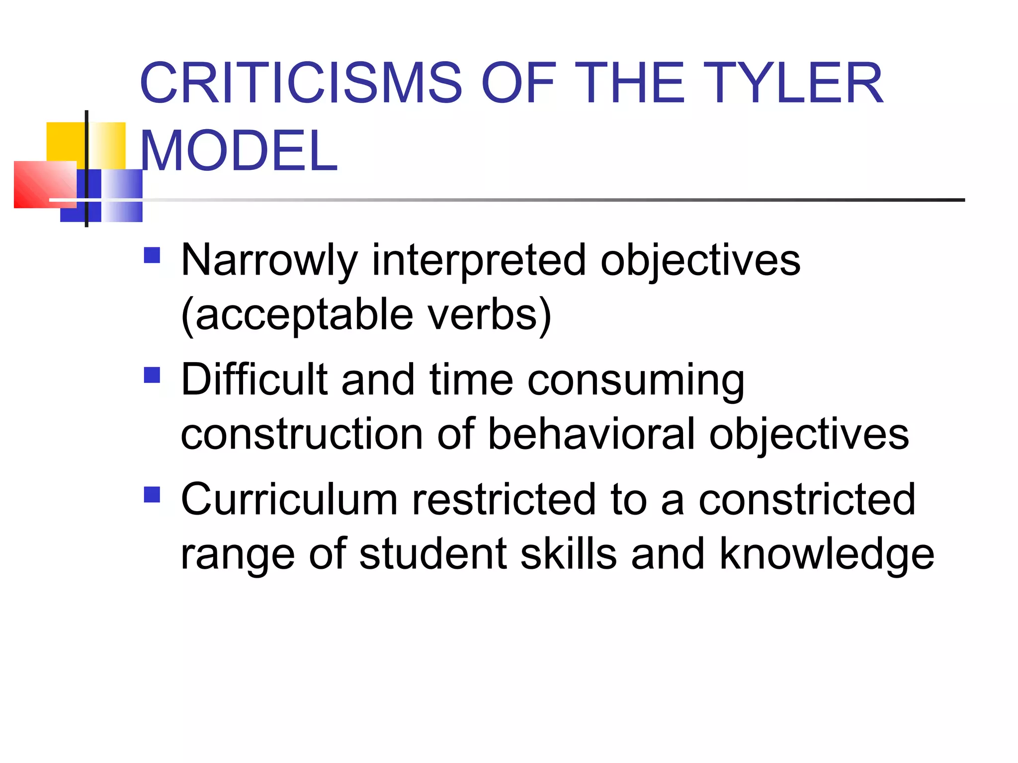 Tyler objective model group presentation | PPT