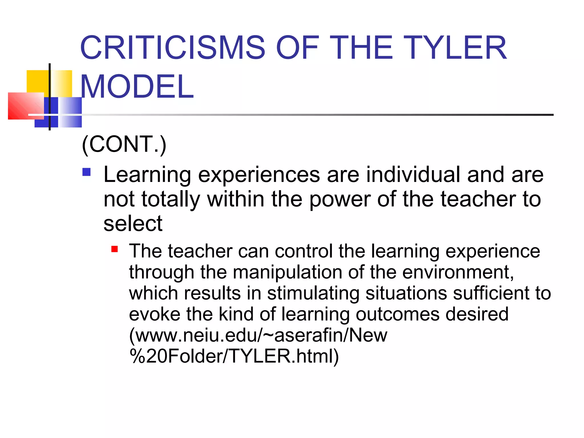 Tyler objective model group presentation | PPT