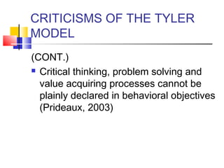 Tyler objective model group presentation | PPT