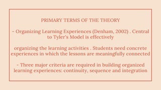 Tylers curriculum model | PDF