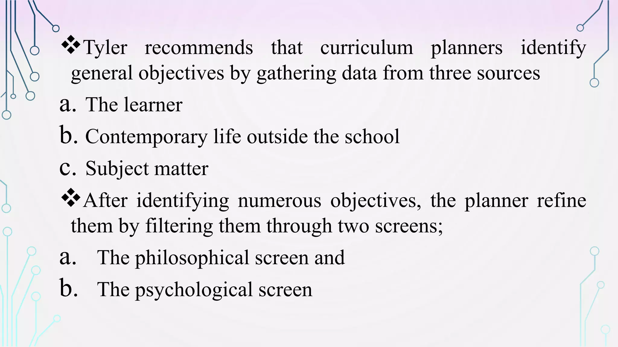 Tyler's model of curriculum evaluation | PPTX