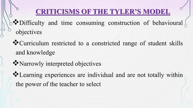 Tyler's model of curriculum evaluation | PPTX