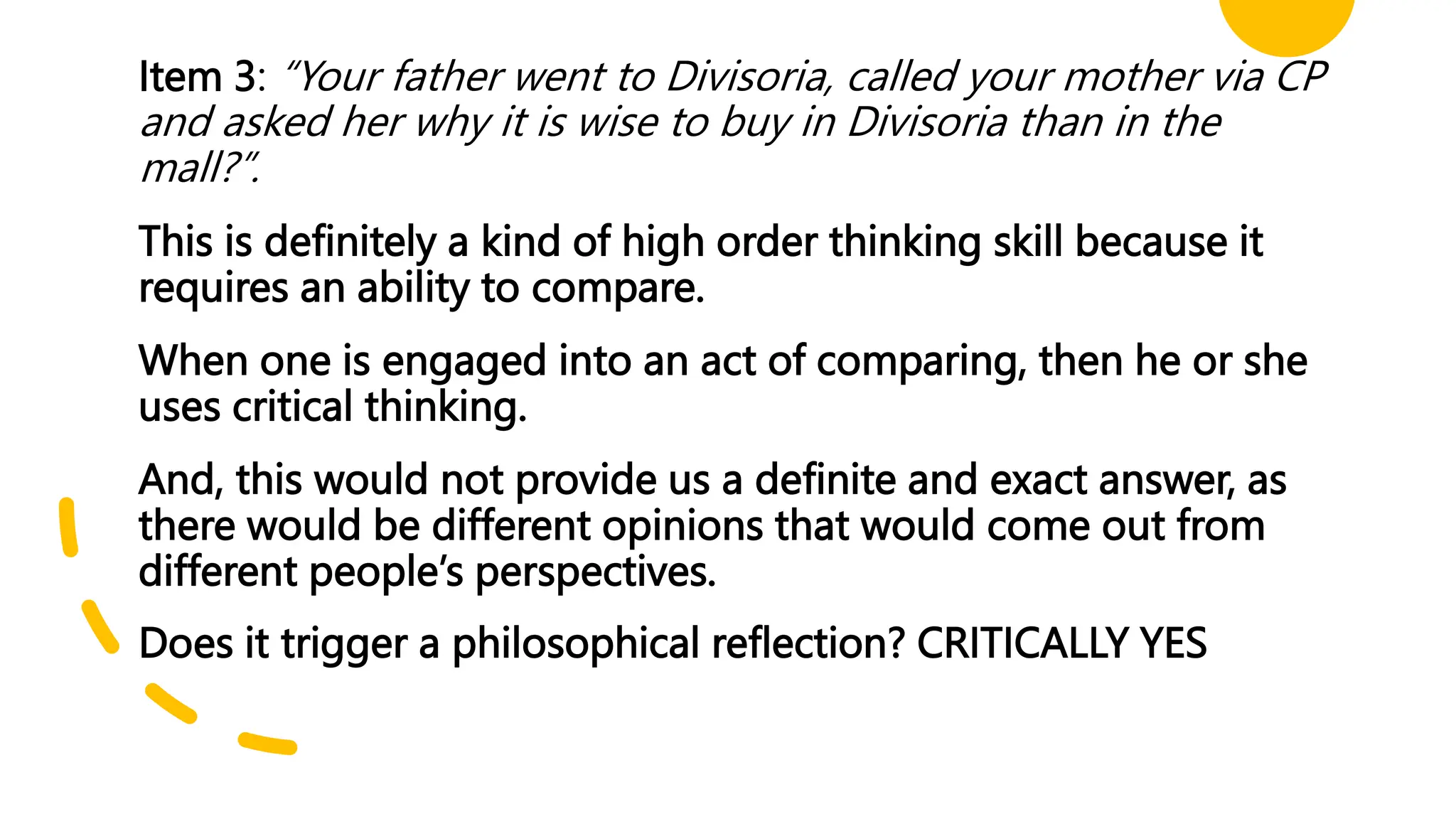 Lesson 1: Doing Philosophy: Distinguishing Holistic Perspective from a ...