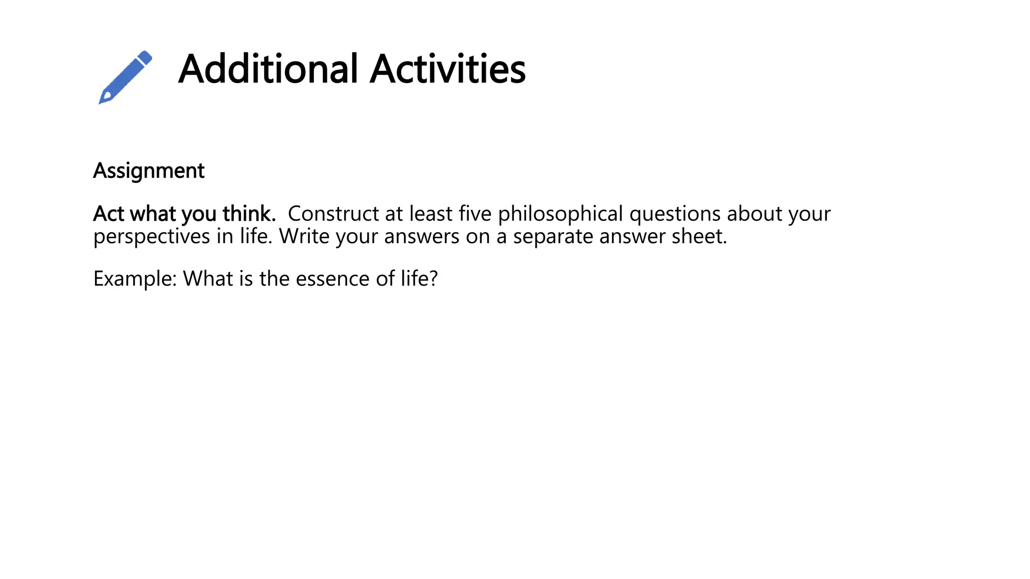 Lesson 1: Doing Philosophy: Distinguishing Holistic Perspective from a ...