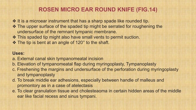 Tympanoplasty instruments | PPTX | Ear, Nose and Throat Conditions ...