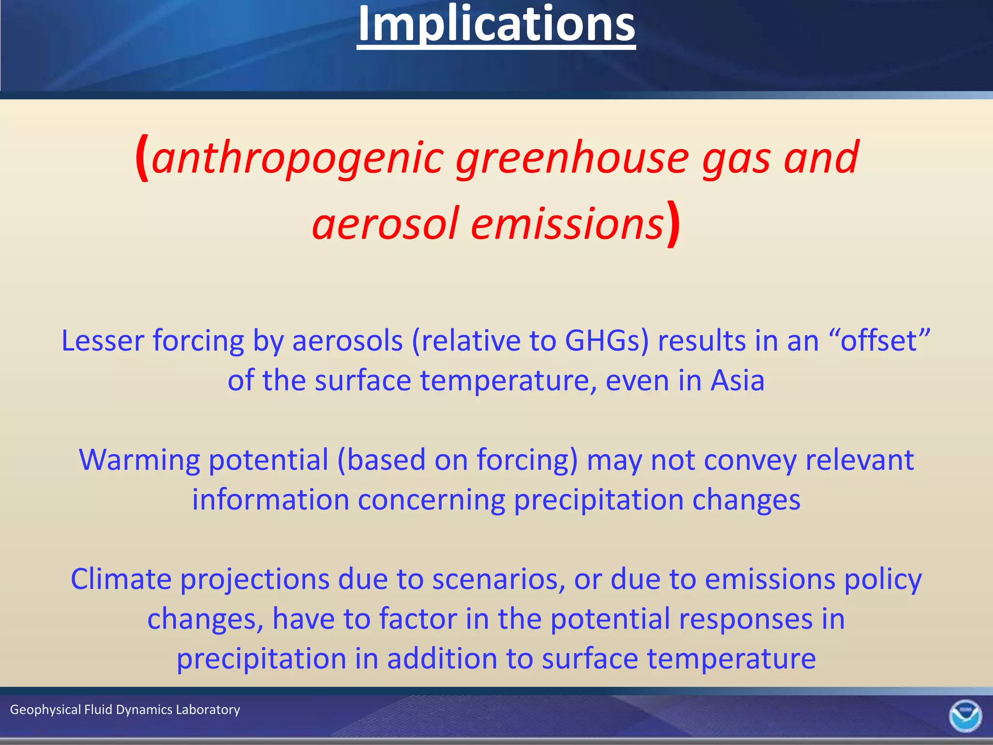 Aerosols versus LLGHGs: Global Forcing:Response relationships - V ...