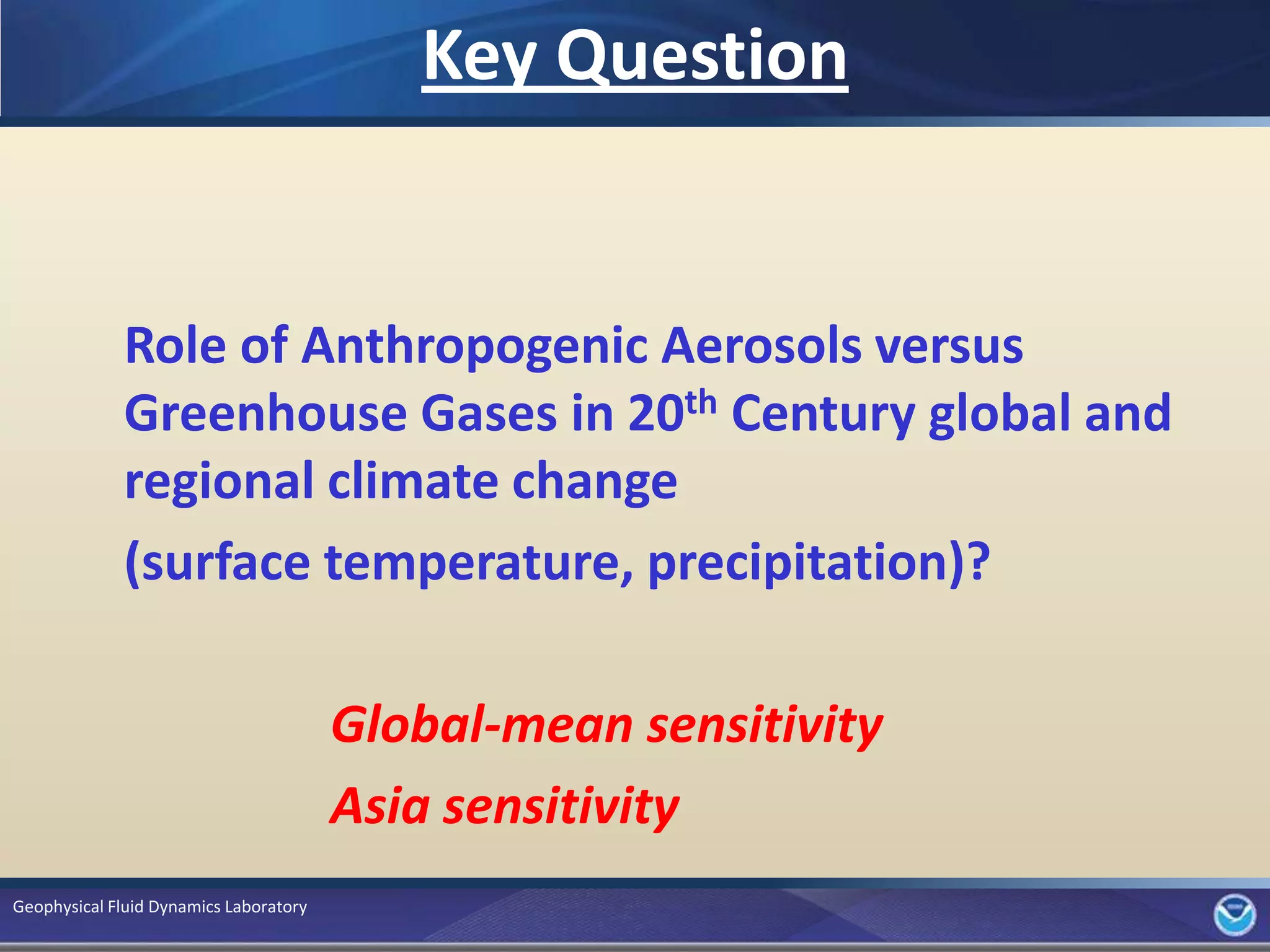 Aerosols versus LLGHGs: Global Forcing:Response relationships - V ...