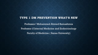Type 1 DM prevention stage and prevention | PPTX