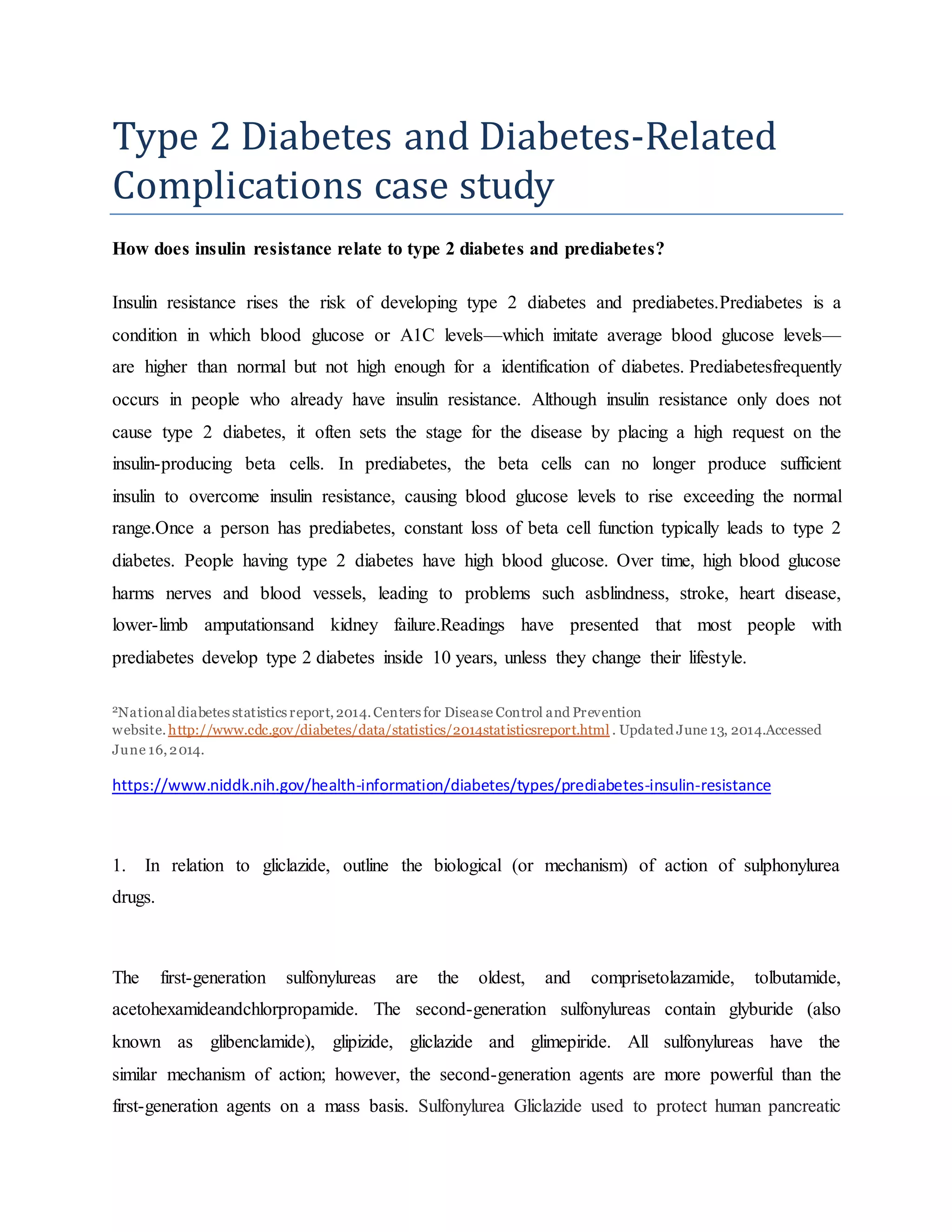 Case Study On Type 2 diabetes and diabetes related complications | DOCX