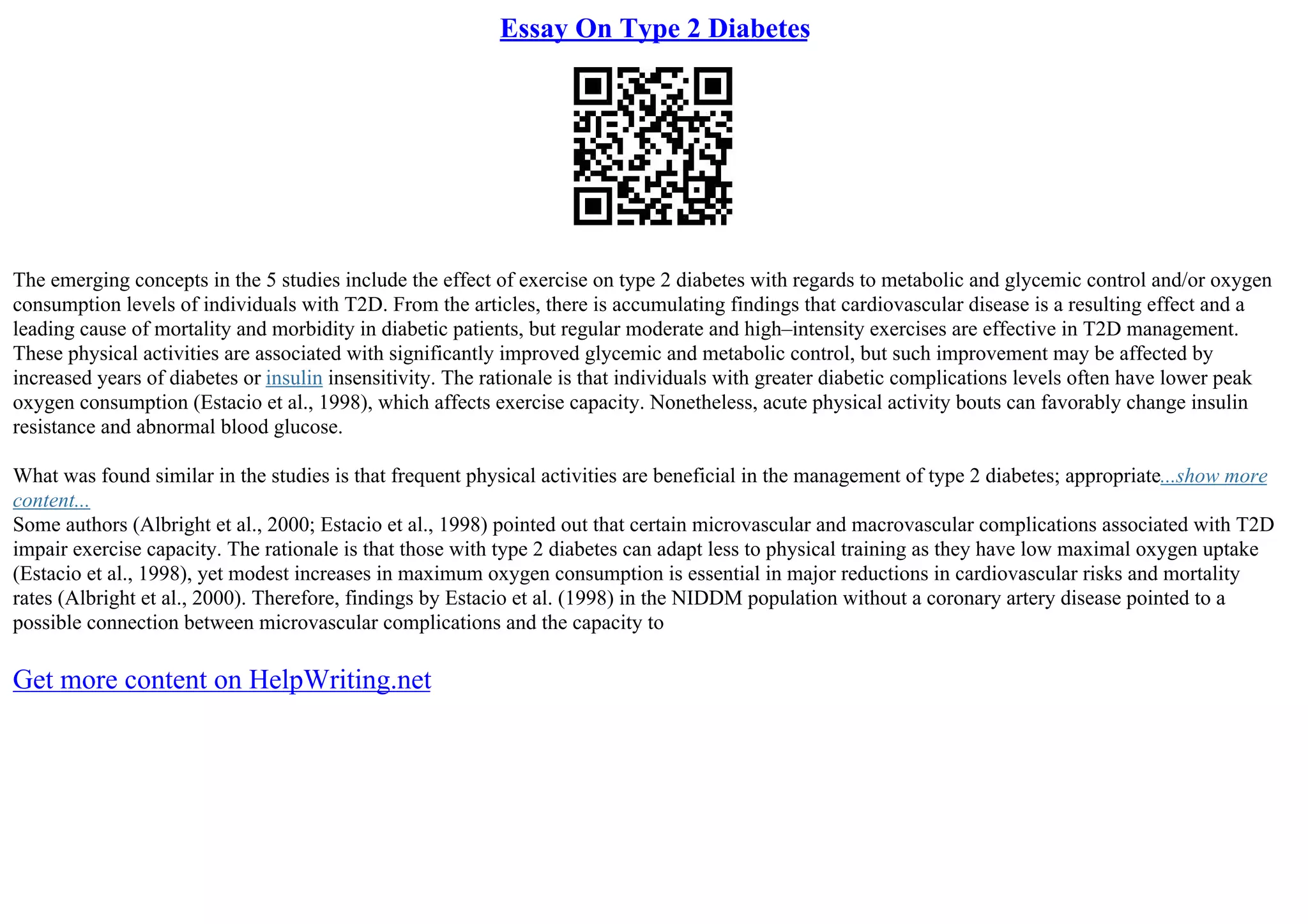 Type 2 Diabetic Essay | PPT