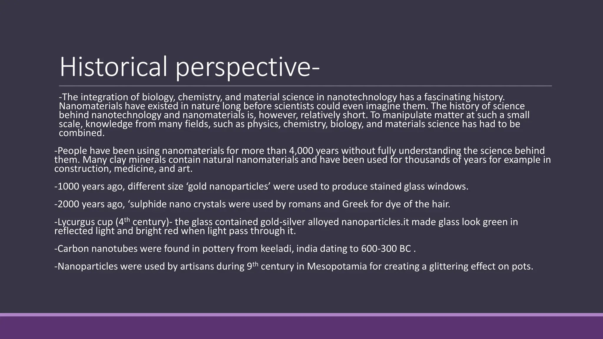 Overview Of Nanotechnology Historical Perspective Of Integration Of Biology , Chemistry And ...
