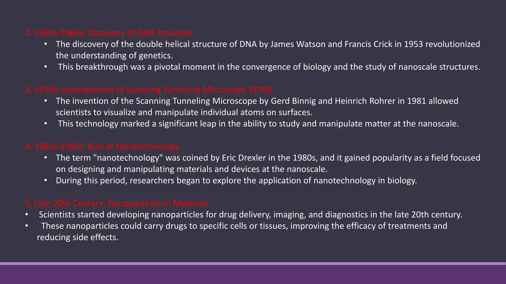 Overview Of Nanotechnology Historical Perspective Of Integration Of Biology , Chemistry And ...