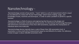 Overview Of Nanotechnology Historical Perspective Of Integration Of Biology , Chemistry And ...