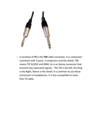 Type and usage of important audio cable | PDF