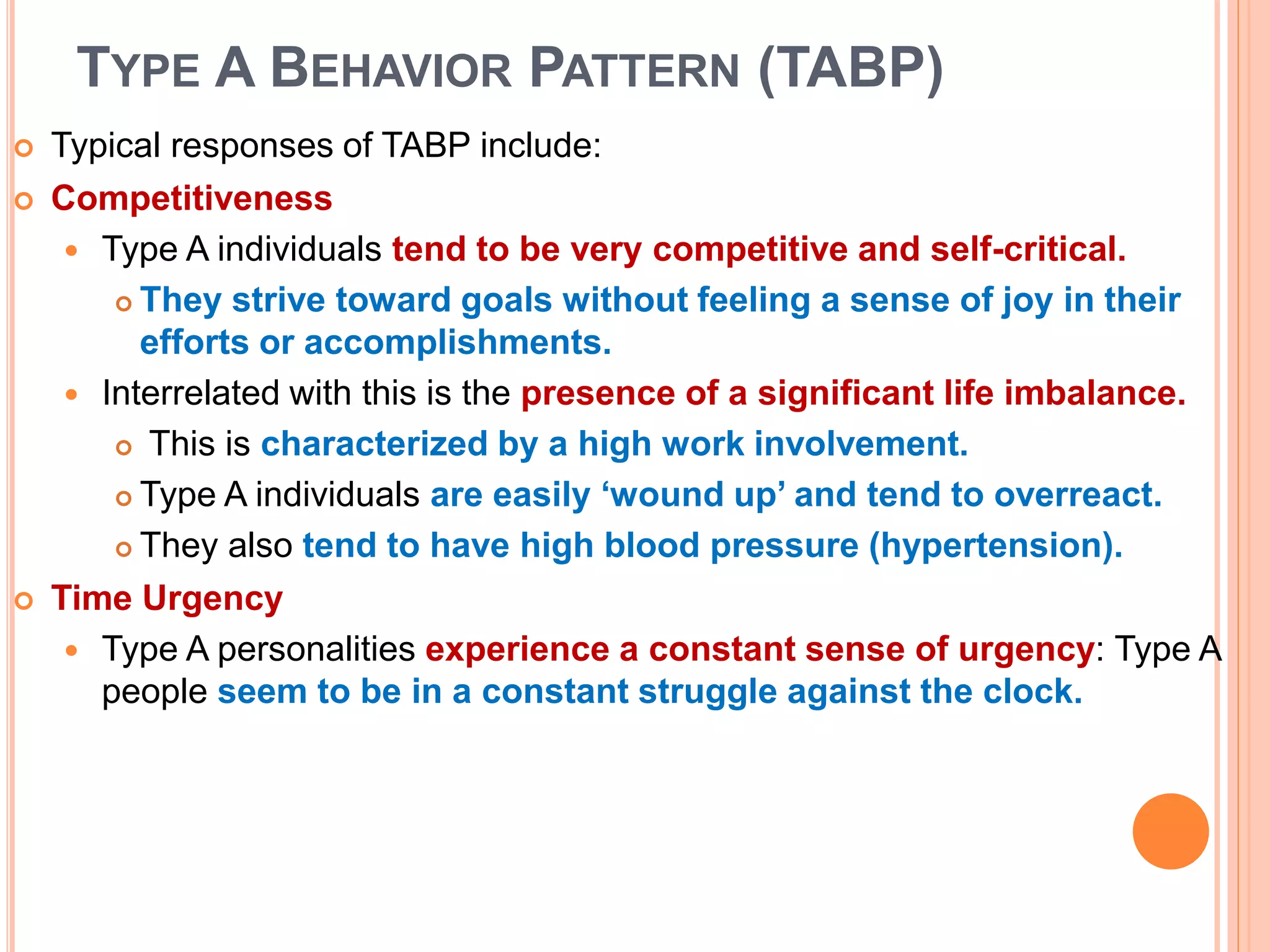Type A Behavior Pattern (TABP) | PPTX