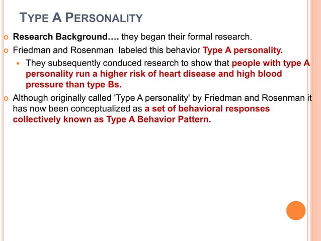 Type A Behavior Pattern (TABP) | PPT