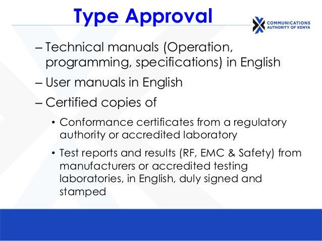 Type approval and Certification