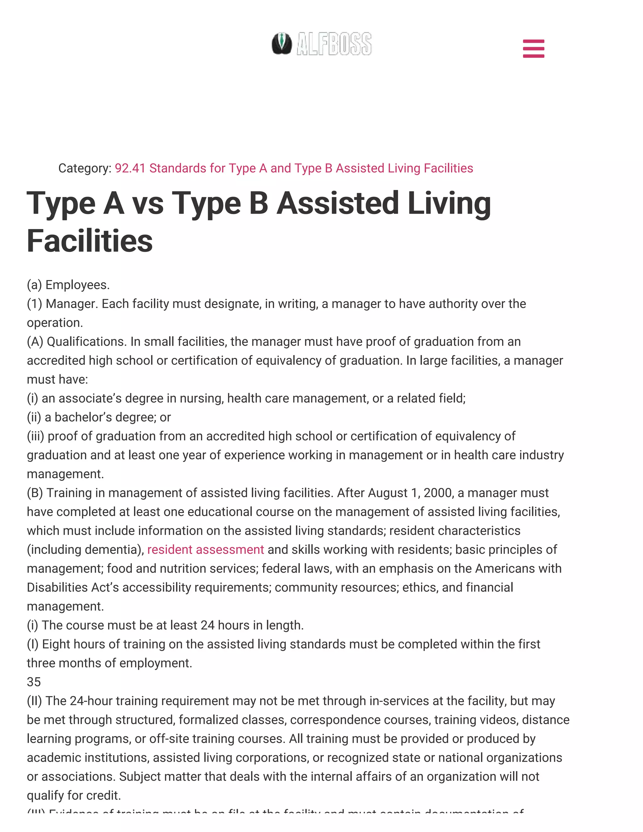 Type a versus type b assisted living faciliteis | PDF