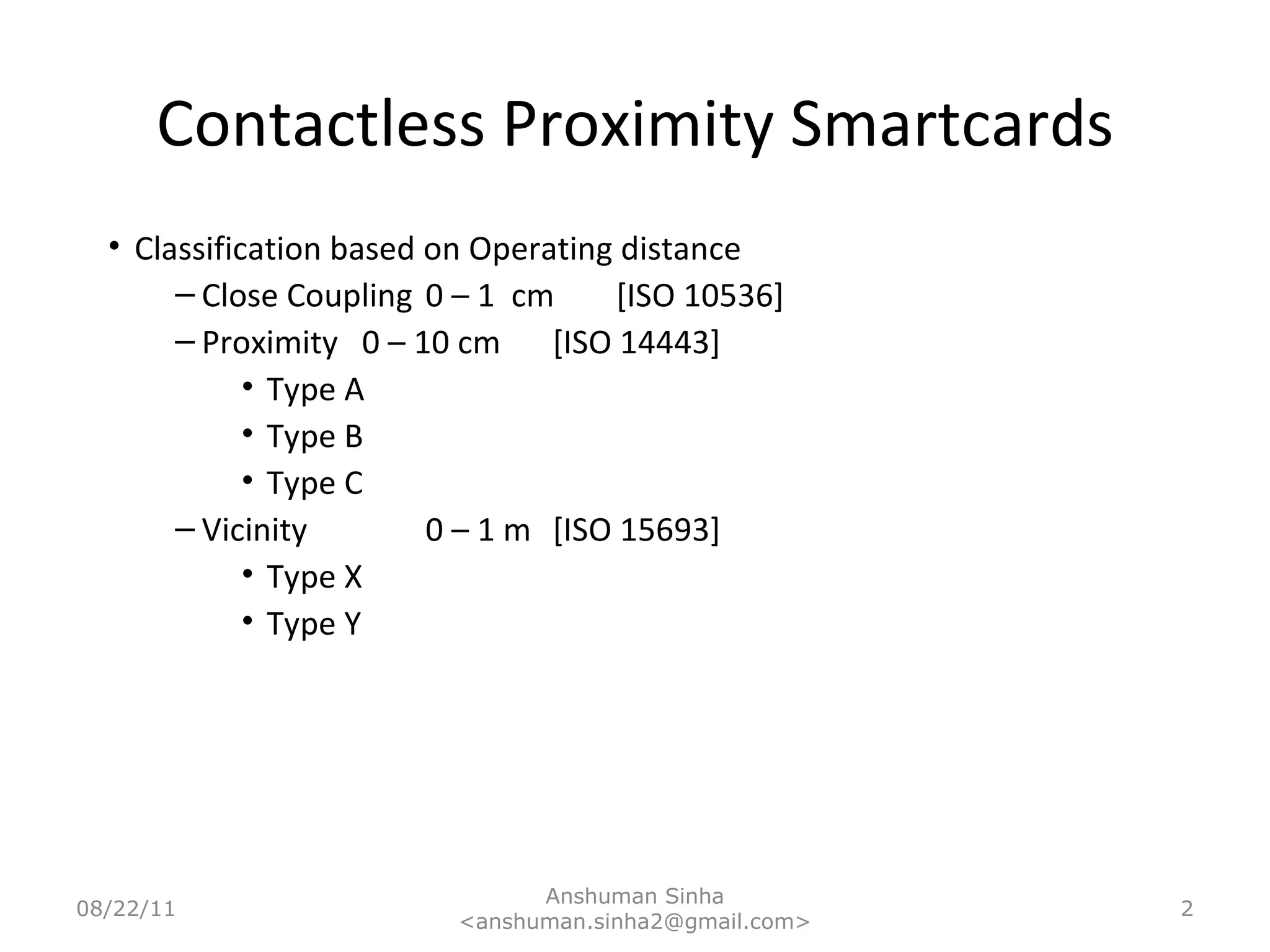 Contactless (Proximity) Smartcards | PPT