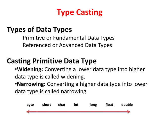Type casting | PPTX | Programming Languages | Computing