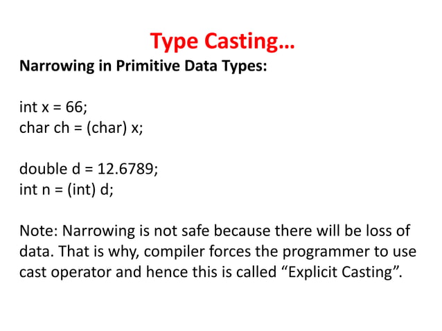 Type casting | PPTX | Programming Languages | Computing