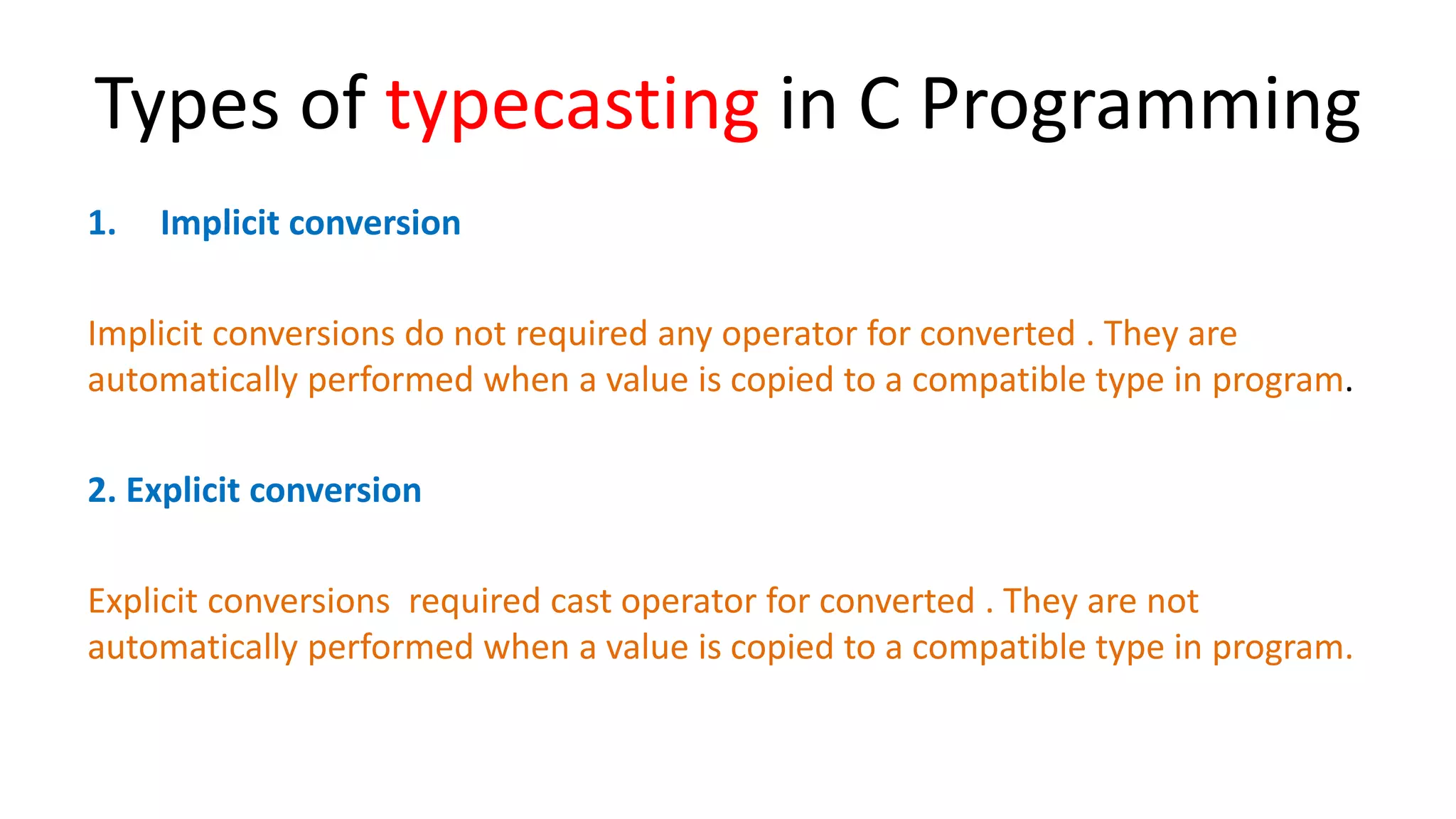 Type Casting In C Programming Ppt 8195
