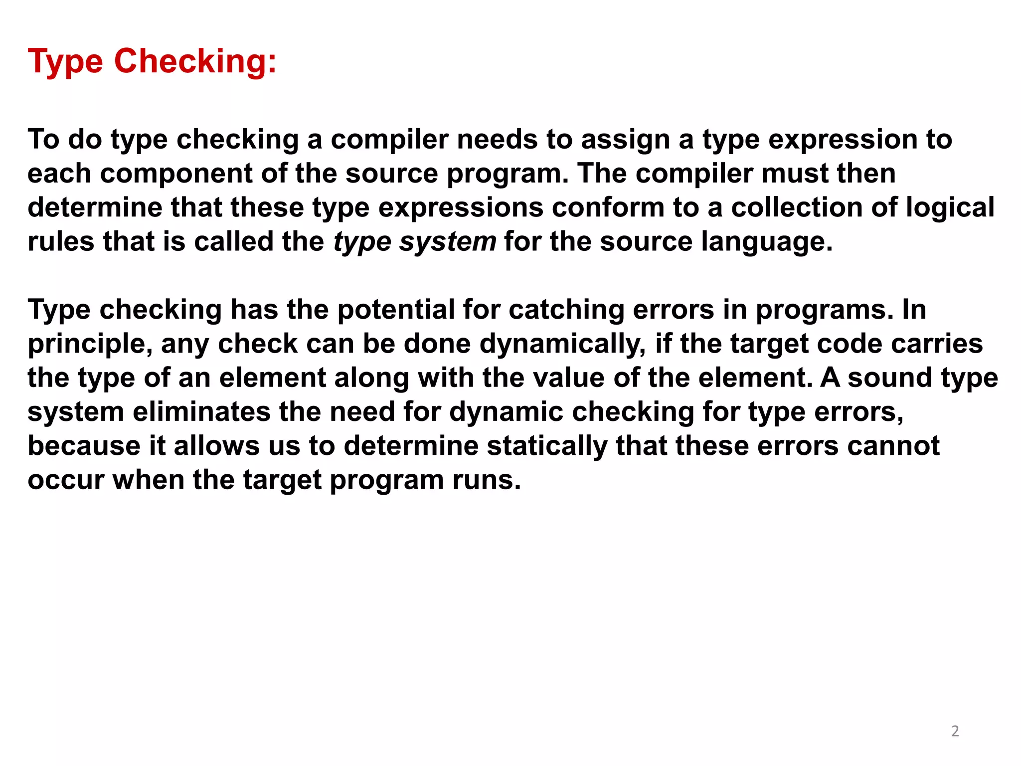 Type checking | PPTX | Programming Languages | Computing