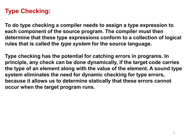 Type checking | PPTX | Programming Languages | Computing