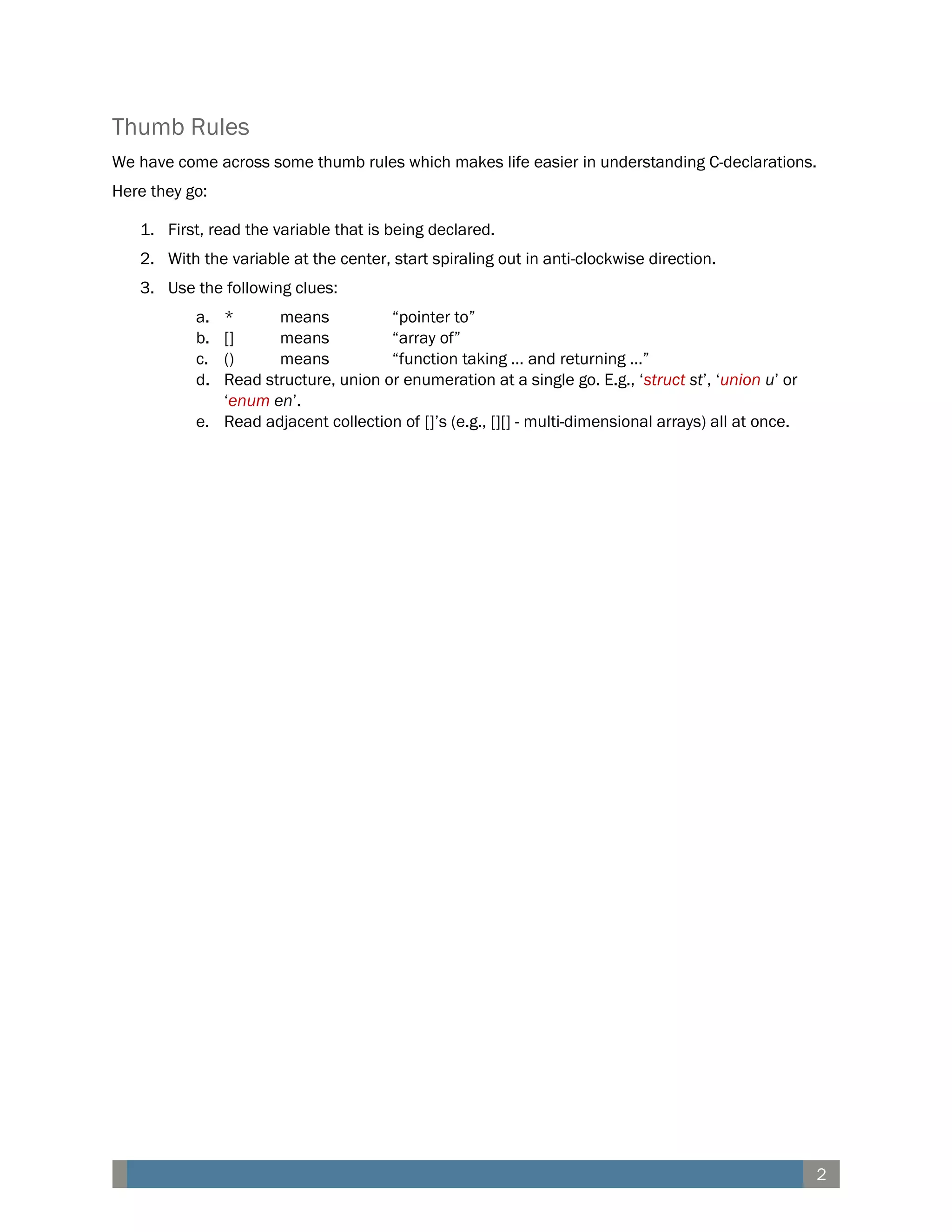 Complex C-declarations & typedef | PDF
