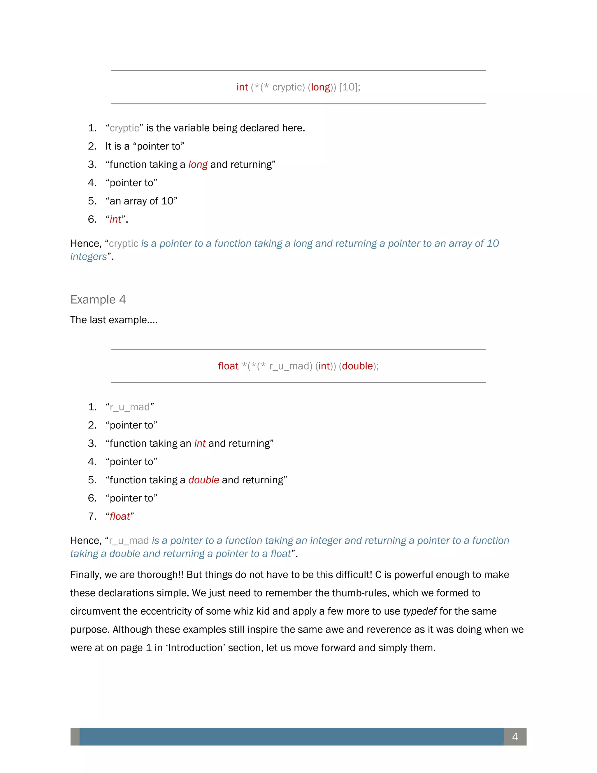 Complex C Declarations And Typedef Pdf