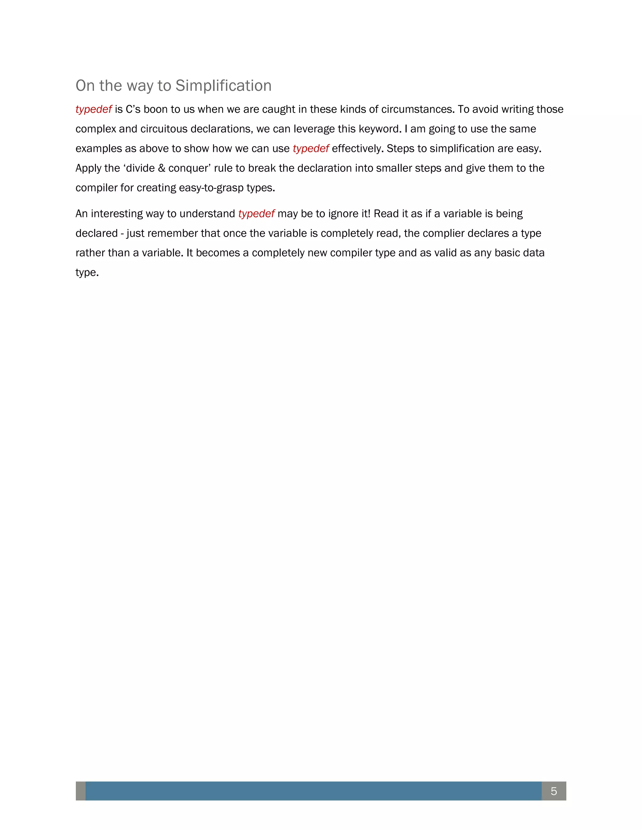 Complex C-declarations & typedef | PDF