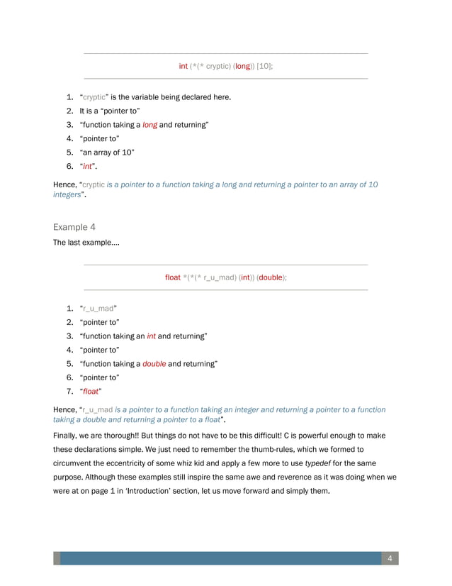 Complex C-declarations & typedef | PDF