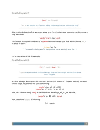 Complex C-declarations & typedef | PDF