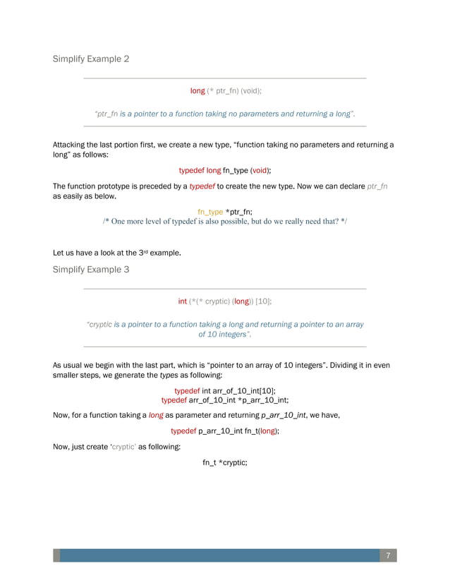 Complex C-declarations & typedef | PDF