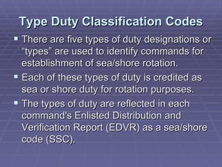 Type duty assignment codes | PPT