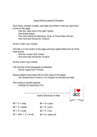 Typed writing special checklist | PDF | Desktop Publishing | Computer ...