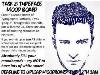 Type face moodboard portrait shoot and artist board 2021 | PPTX