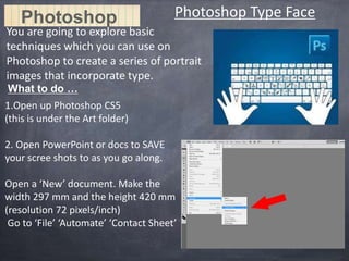Type face photoshop lessons | PPT | Photo Editing Software | Computer ...