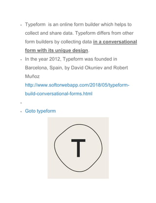 Typeform - Build Conversational Forms And Collect Data | PDF