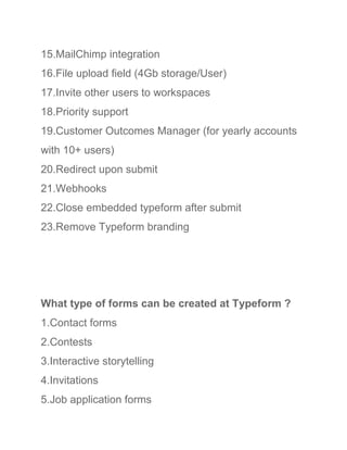 Typeform - Build Conversational Forms And Collect Data | PDF