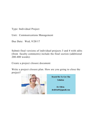 Type Individual ProjectUnit Communications Management.docx