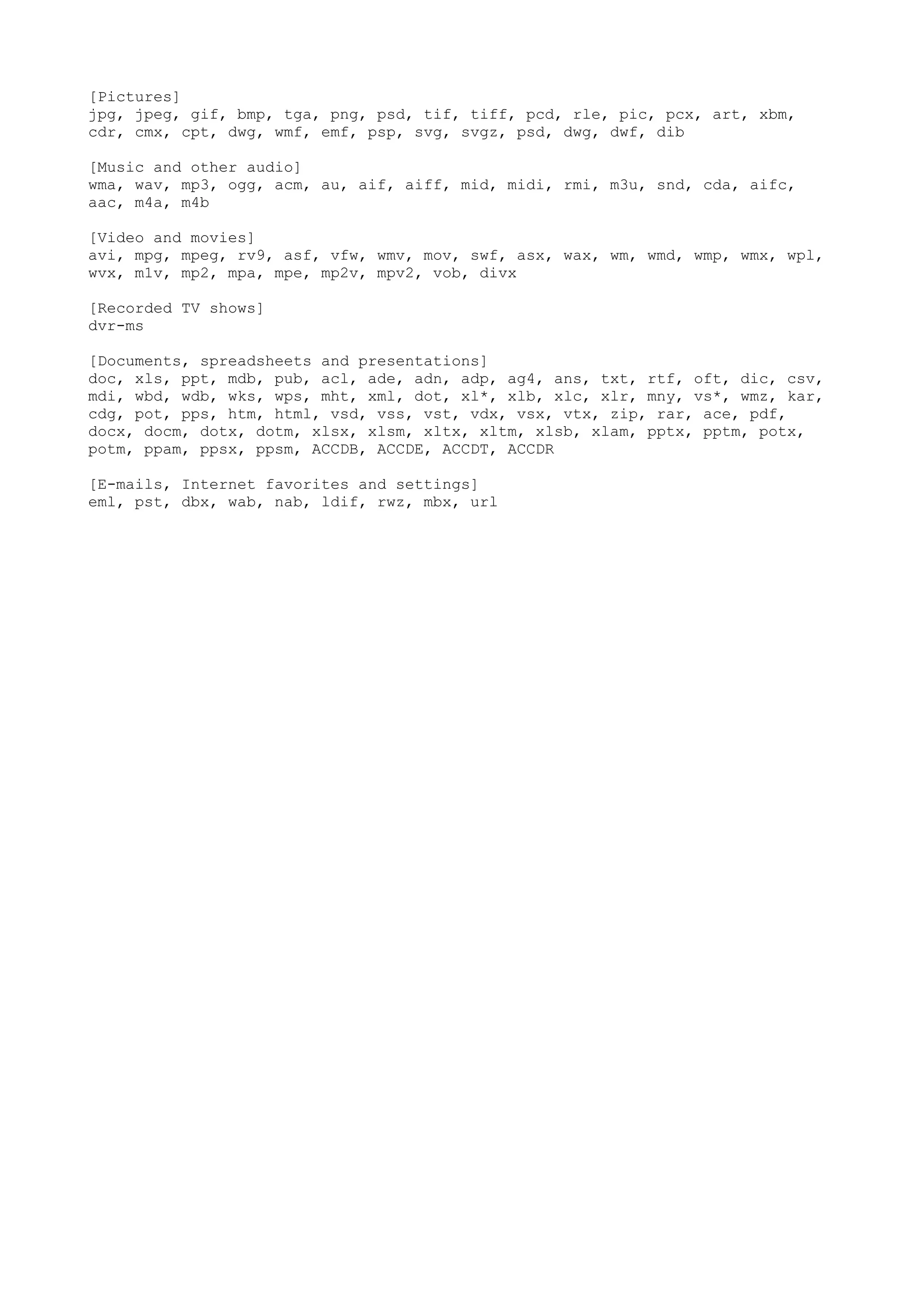 Type list | TXT