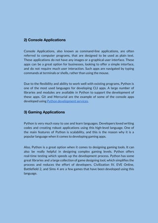 Type of apps that can be developed using python | PDF