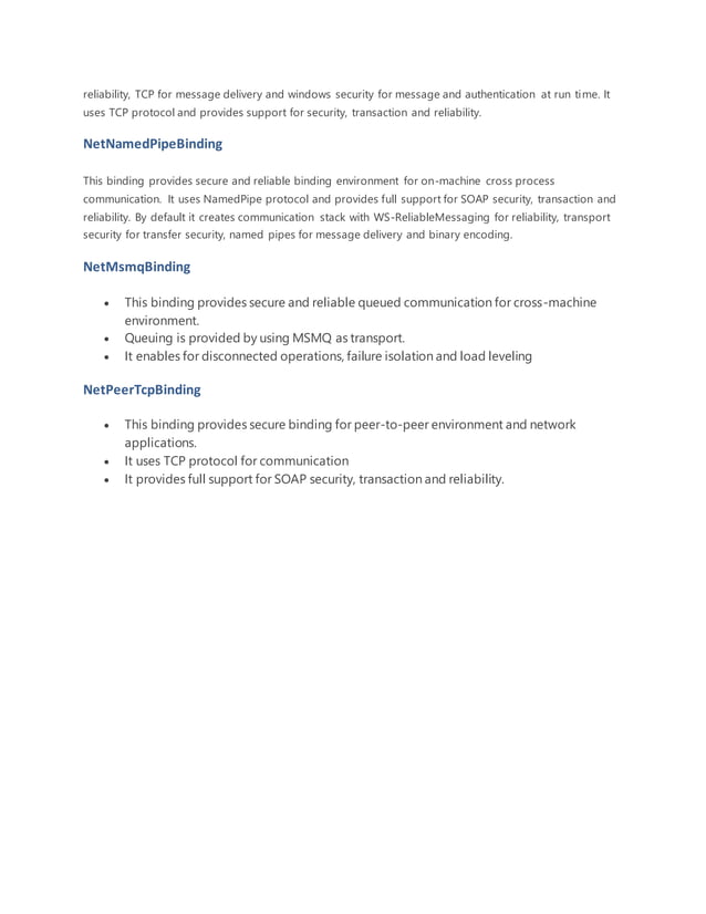 Type of binding wcf | PDF