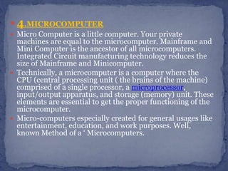 TYPE OF COMPUTER by Rg Dipak Kumar kar mkcg medical College | PDF | Computing | Technology ...