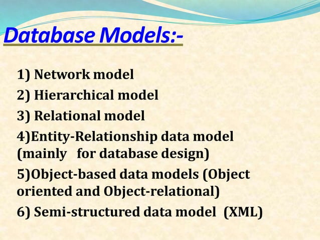 Type of database models | PPTX | Databases | Computer Software and ...